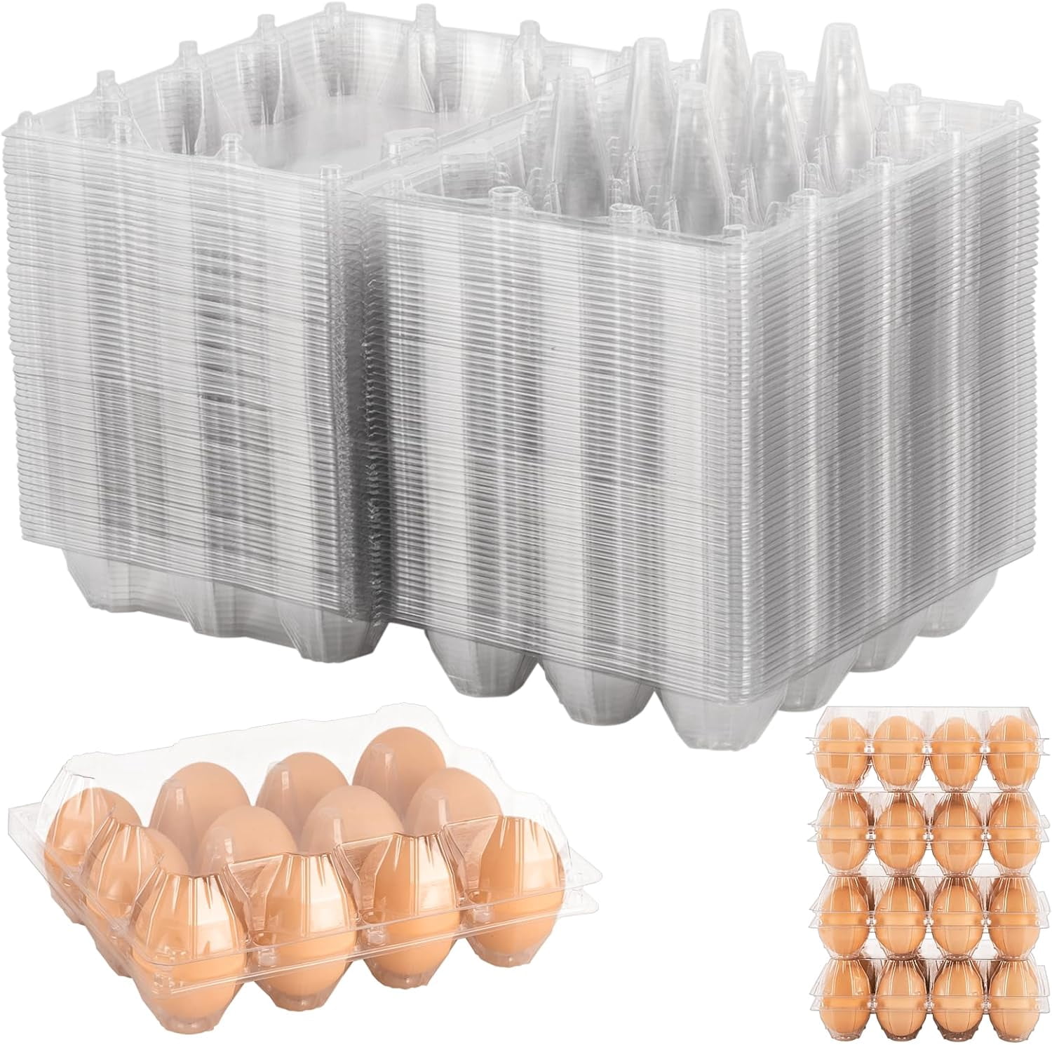 240 Pack Egg Cartons, Plastic Egg Carton 3x4 Grids, Cheap Bulk for 12 ...