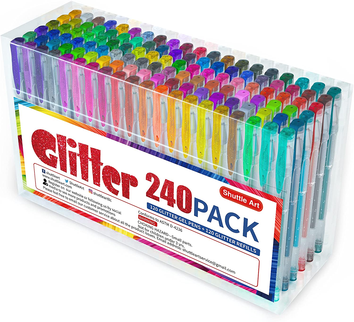 160 Pack Glitter Gel Pens Set, Shuttle Art 220% Ink Glitter Gel Pen 80 ...
