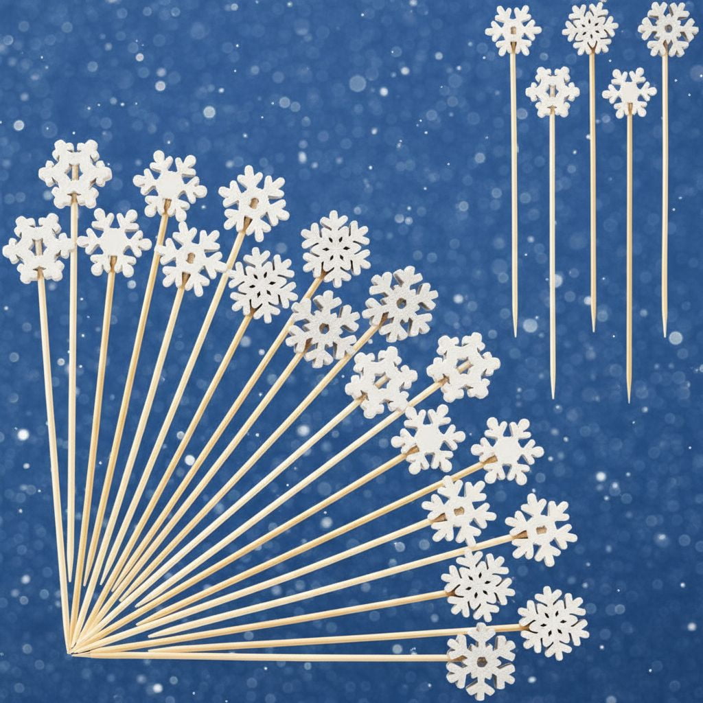 240 Pcs 5in Christmas Snowflake Cocktail Picks,5 Kind of Bamboo ...