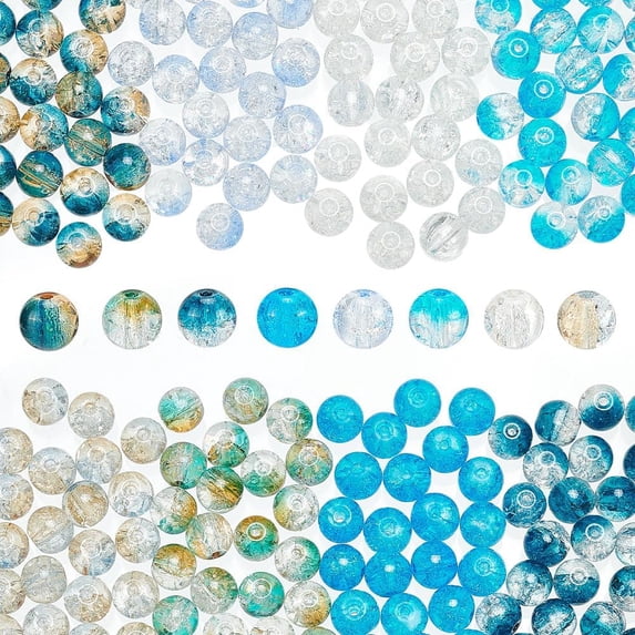 240 Pcs 8 Colors Transparent Glass Beads 8mm Clear Ball Beads Round ...