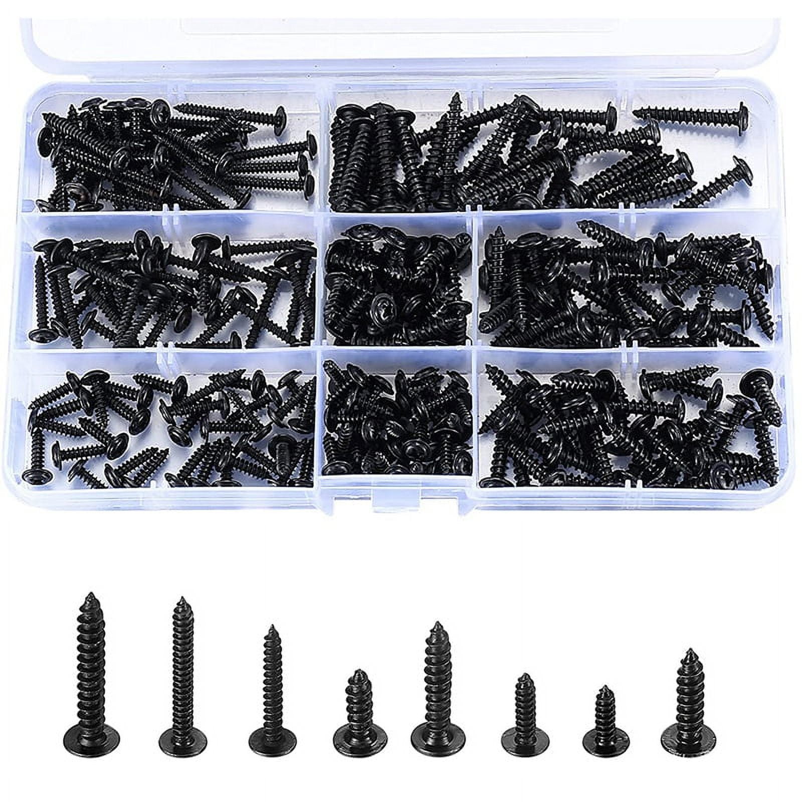 240 Pcs Black Self Tapping Wood Screws Assortment Kit Carbon Steel ...