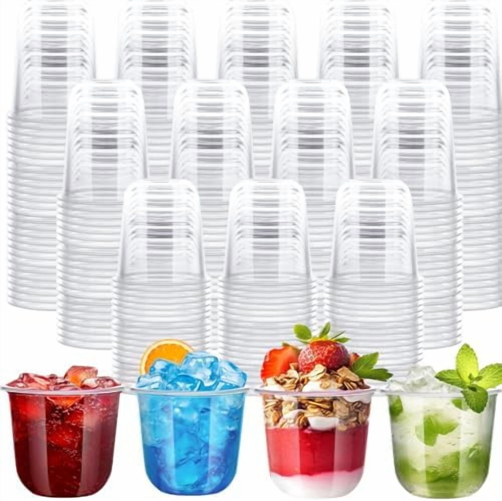 240 Pcs Disposable Stemless Clear Plastic Cups NATURAL Arc Plant Based ...
