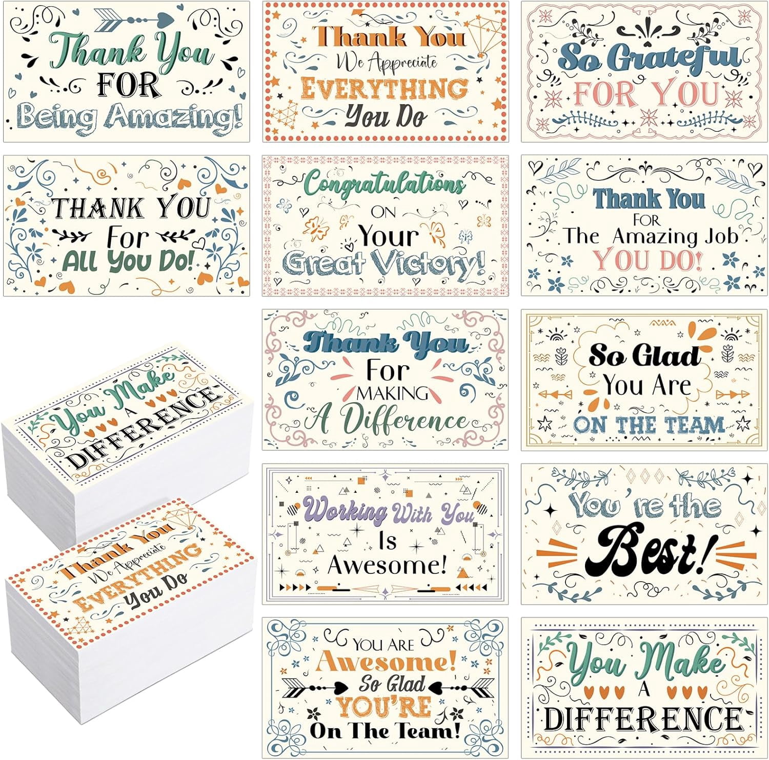 240 Pcs Employee Appreciation Kudos Cards Funny Blank Back Motivational ...