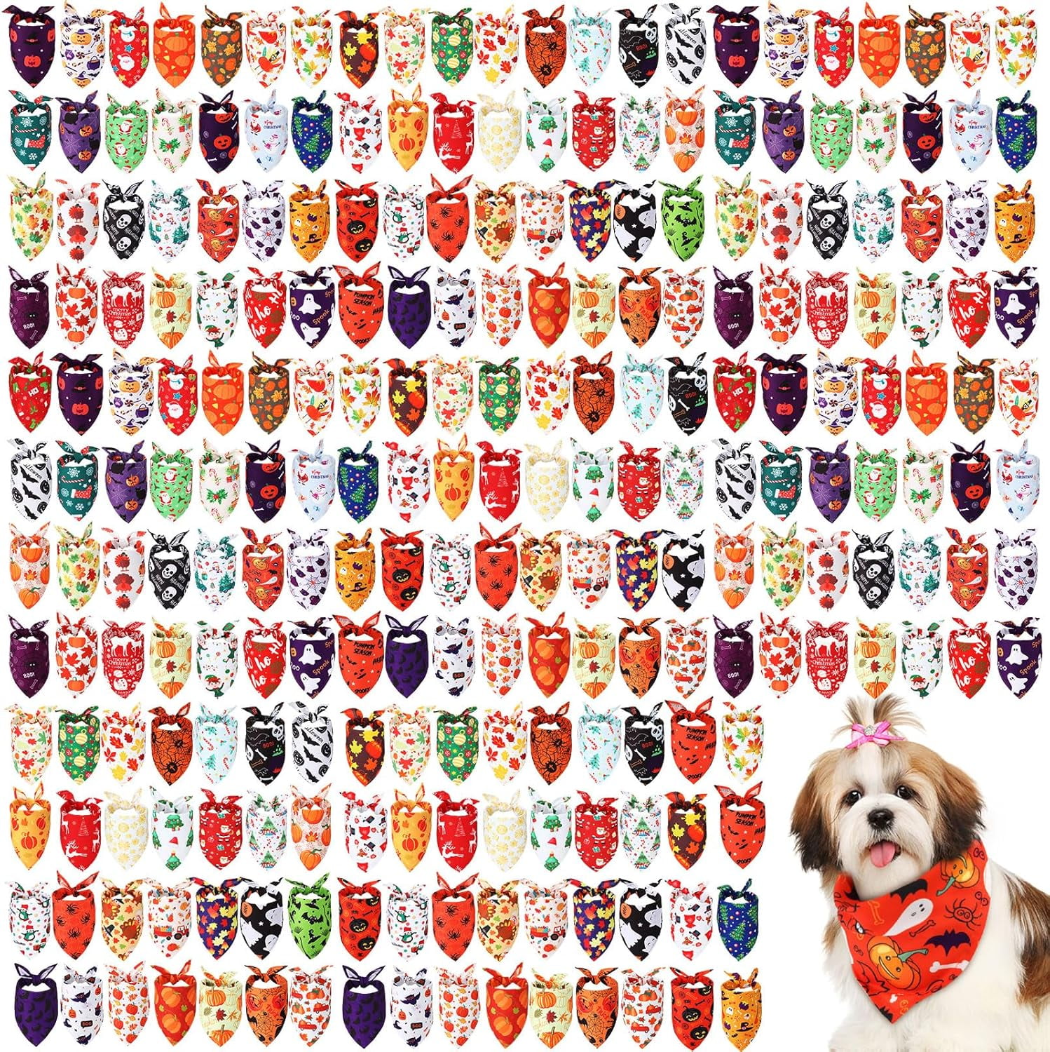 240 Pcs Fall Dog Bandanas Bulk, Halloween Dog Bandanas, Christmas Scarf ...