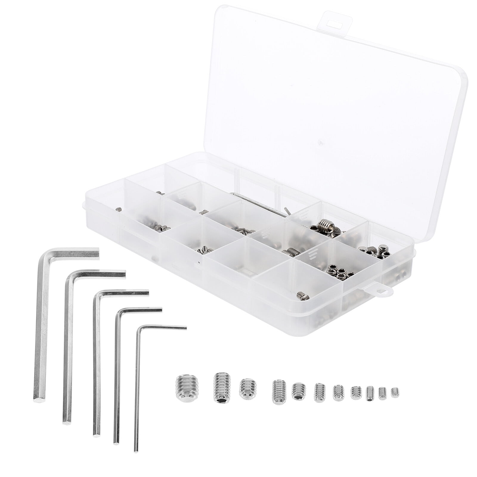 240 Pcs Grub Screw Assortment Kit with 3 4 5 6 Sizes and 5 Pcs Wrenches ...
