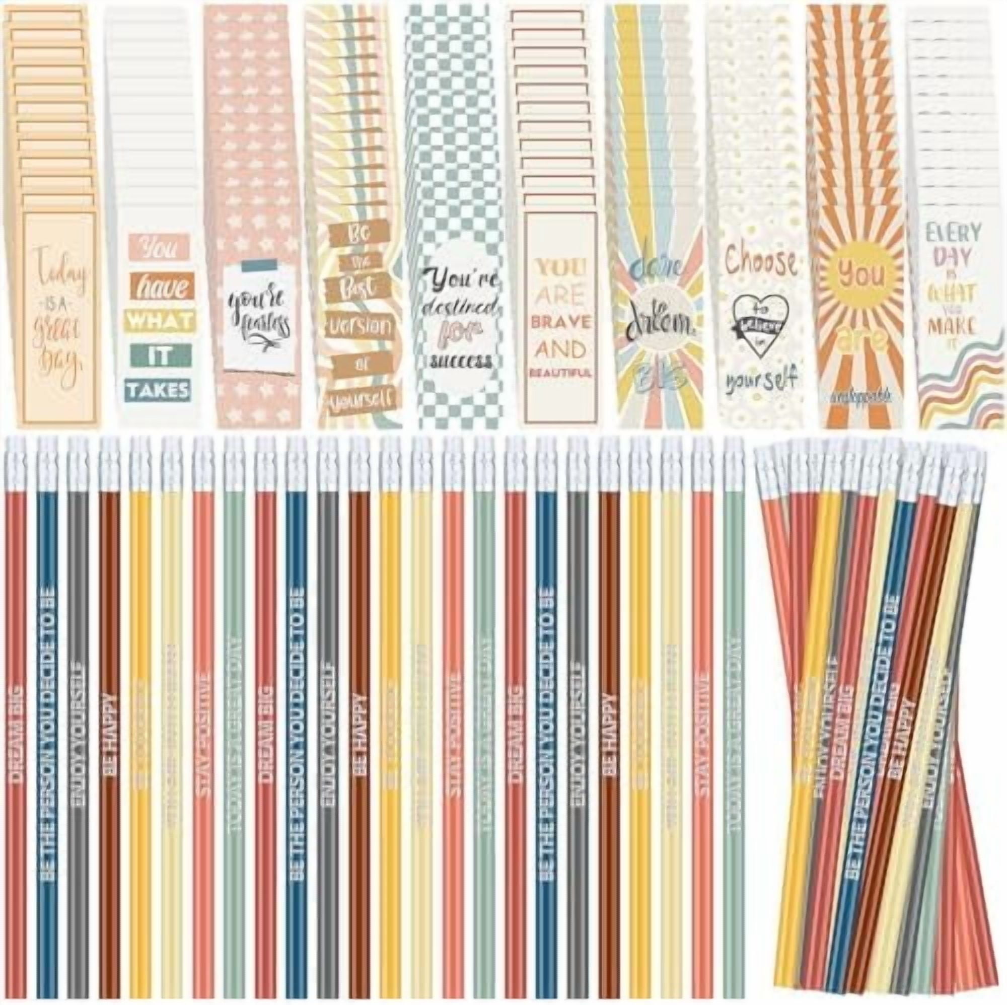 240 Pcs Inspirational Pencils Bookmarks Bulk for 120 Set Back to School ...