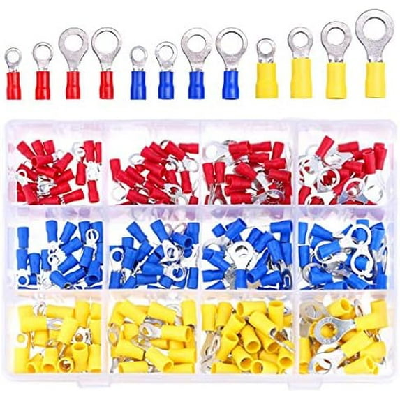 240 Pcs Insulated Terminal Ring Electrical Wire Crimp Connectors Set ...