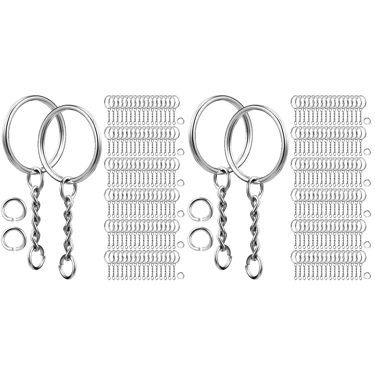 240 Pcs Keyring Making Supplies Including Key Rings Hoops Chains Jump ...