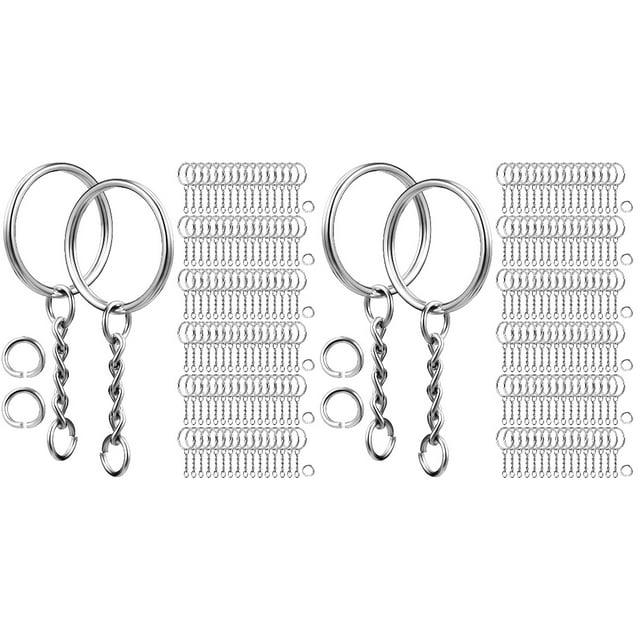 240 Pcs Keyring Making Supplies Including Key Rings Hoops Chains Jump ...