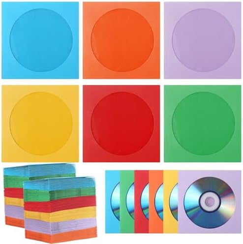 240 Pcs Paper Cd Sleeves Colored Bulk 4.92 x 4.92 Inches DVD Sleeves ...