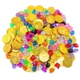 240 Pcs Pirate Treasure Set - Gold Coins & Colored Gems for Halloween ...