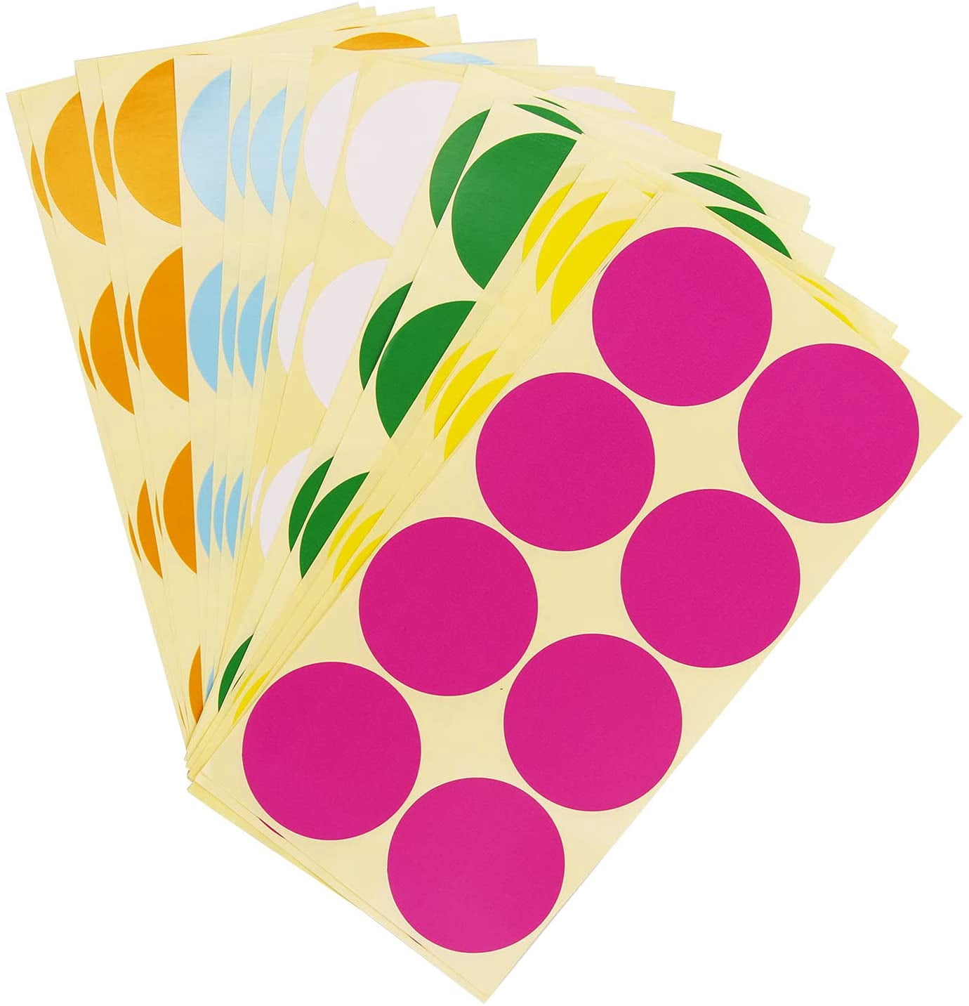 240 Pcs Round Color Circle Dot Sticker Labels 6 Assorted Colors(2" in ...