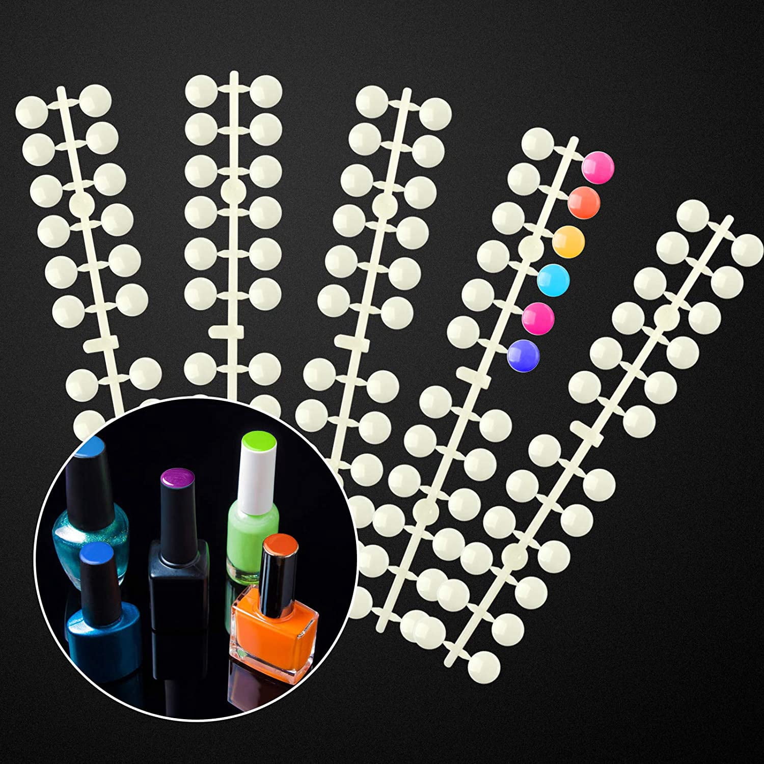 240 Pcs Round False Nail Display Tips- Natural Color Nail Art Display ...