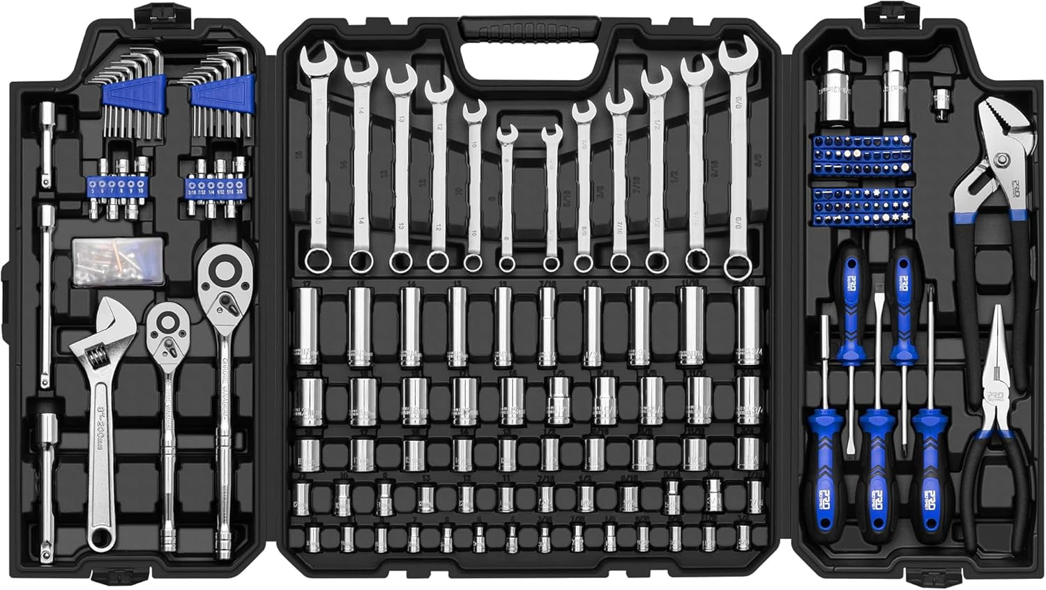 240-Piece Mechanics Tool Set, General Assorted SAE/Metric Sockets and ...
