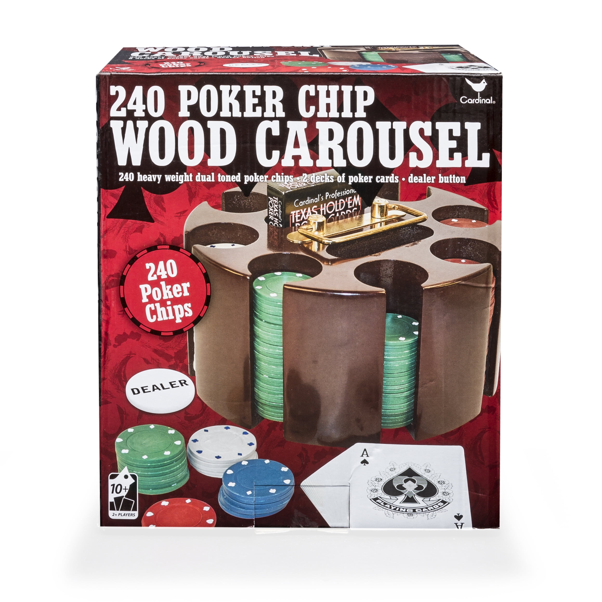 Poker Chip Revolving Wood Carousel - 240-Piece Poker Chips - Walmart.com