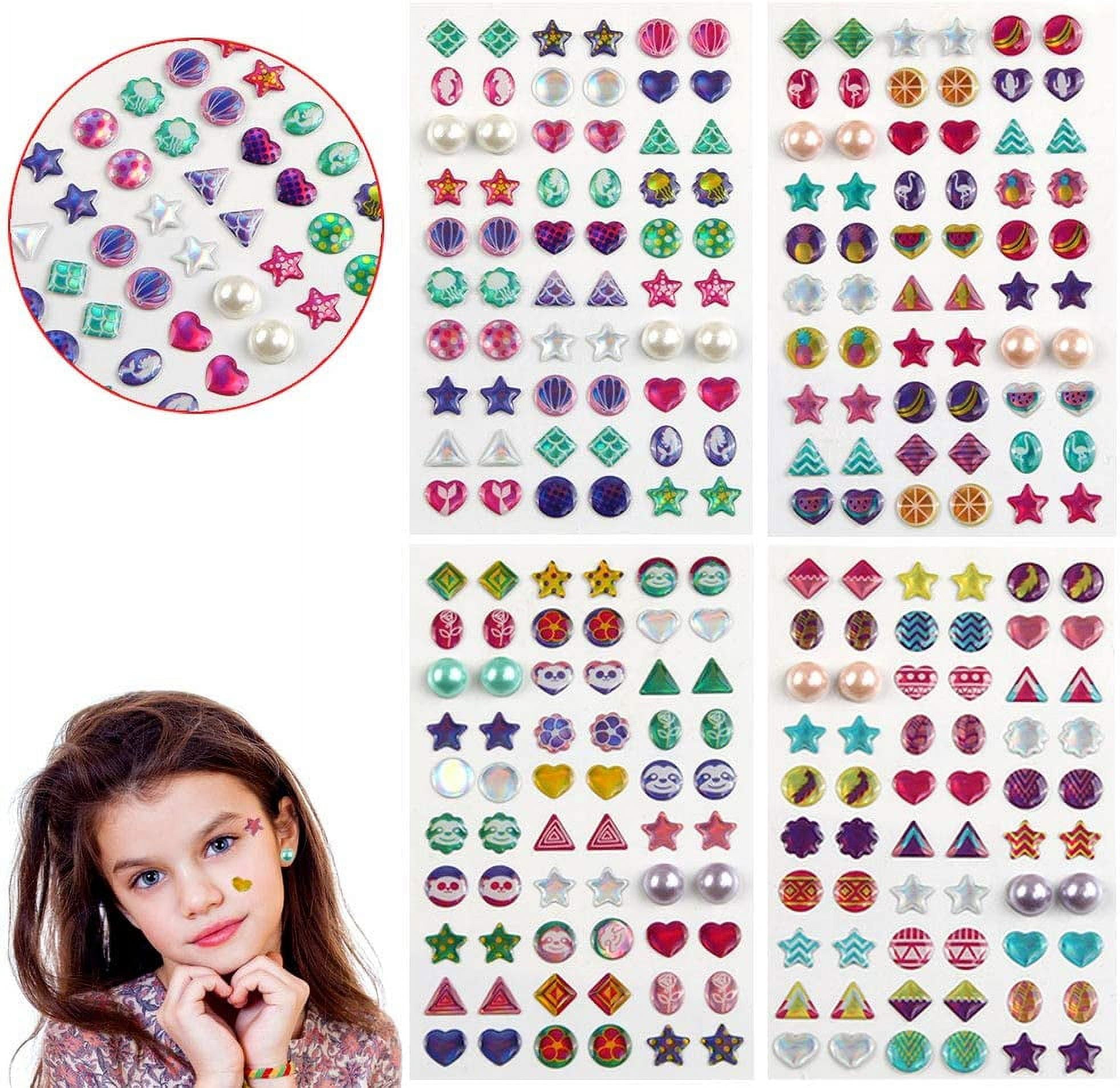 240pc Sticky Gemstone Stickers, 3D Girls Glitter Craft Crystal Earrings ...