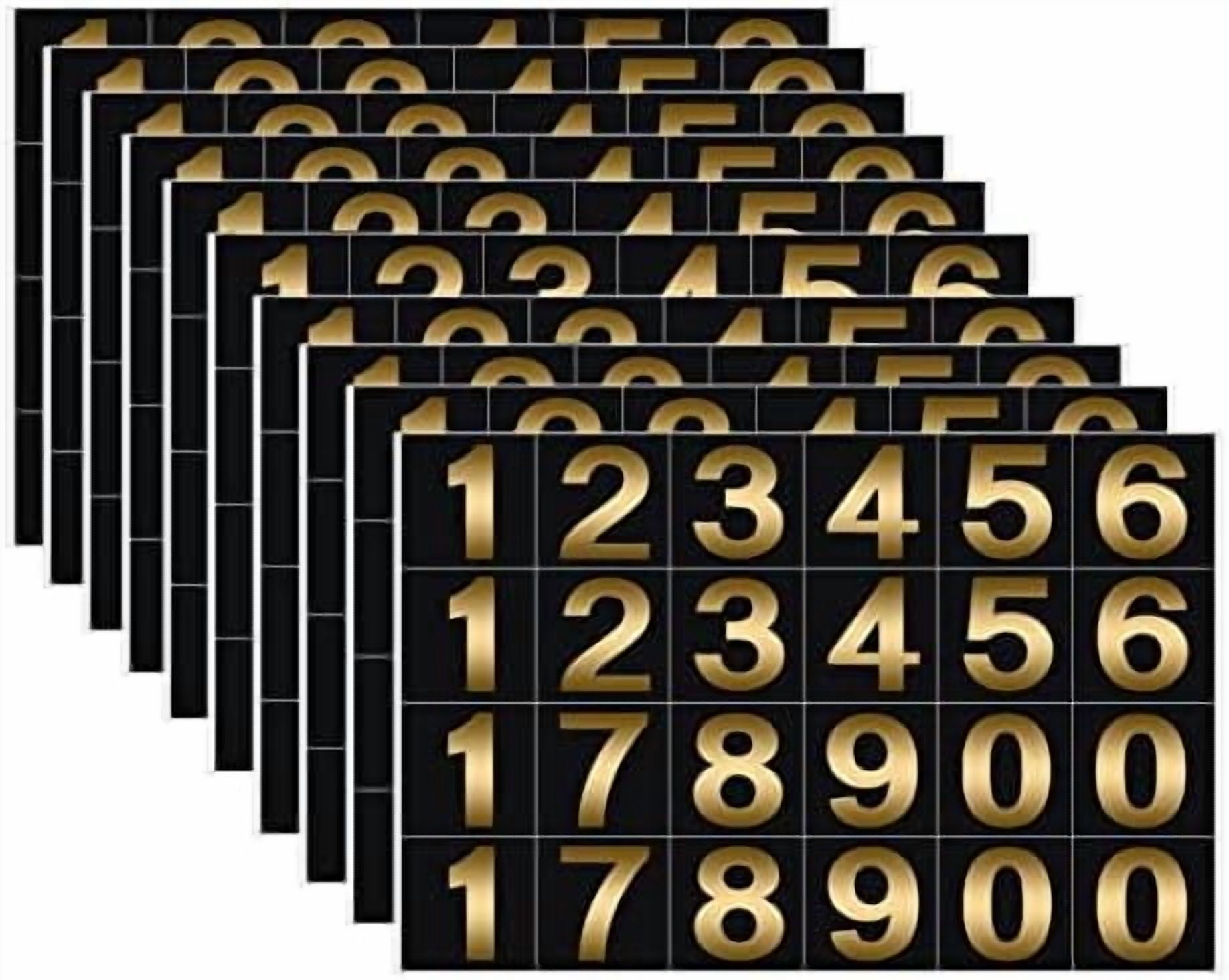 240 Pieces 10 Sheets Numbers Stickers Gold on Black Waterproof Mailbox ...