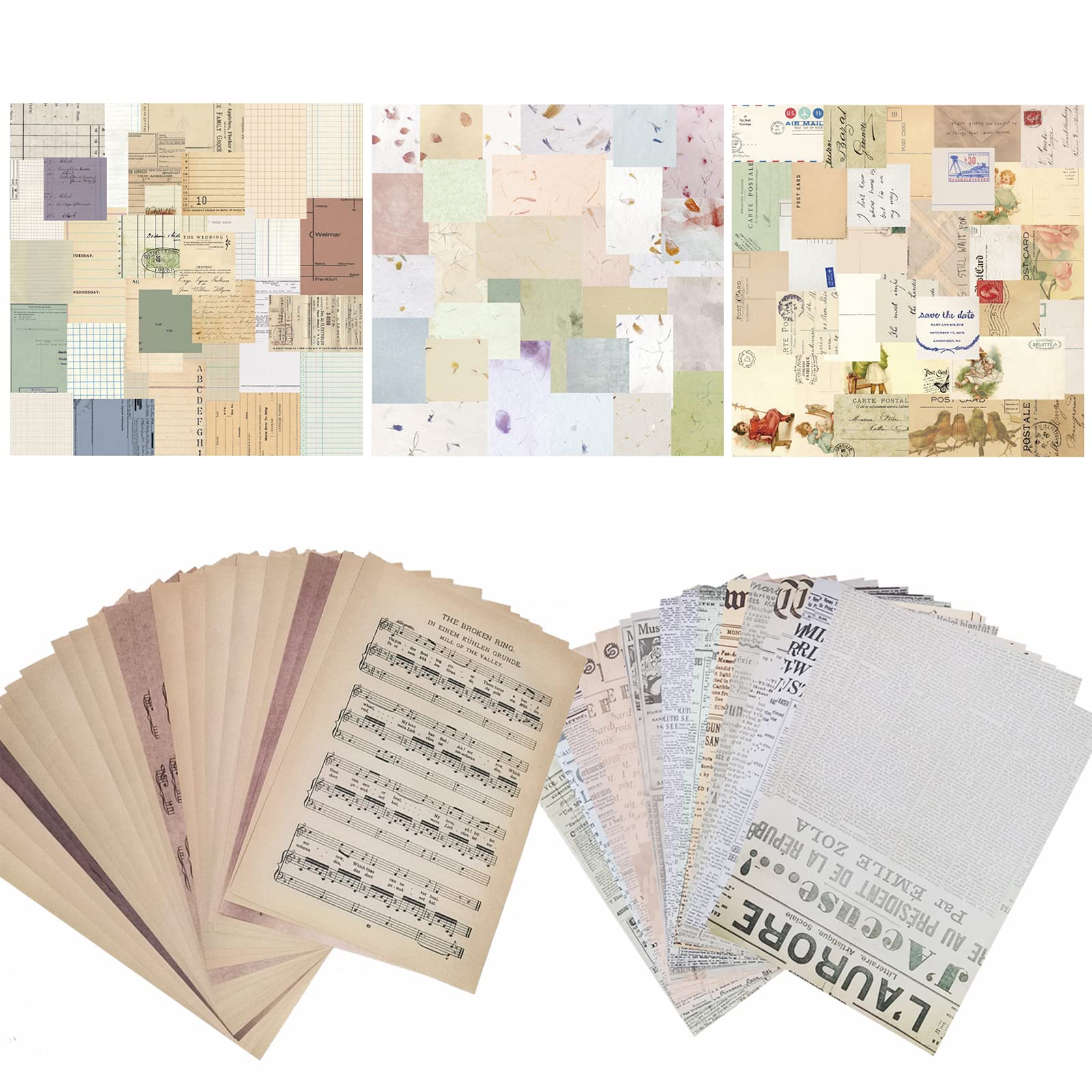 240 Pieces 5 Sets OIF8 Vintage Scrapbook Paper Junk Pages Scrapbooking ...