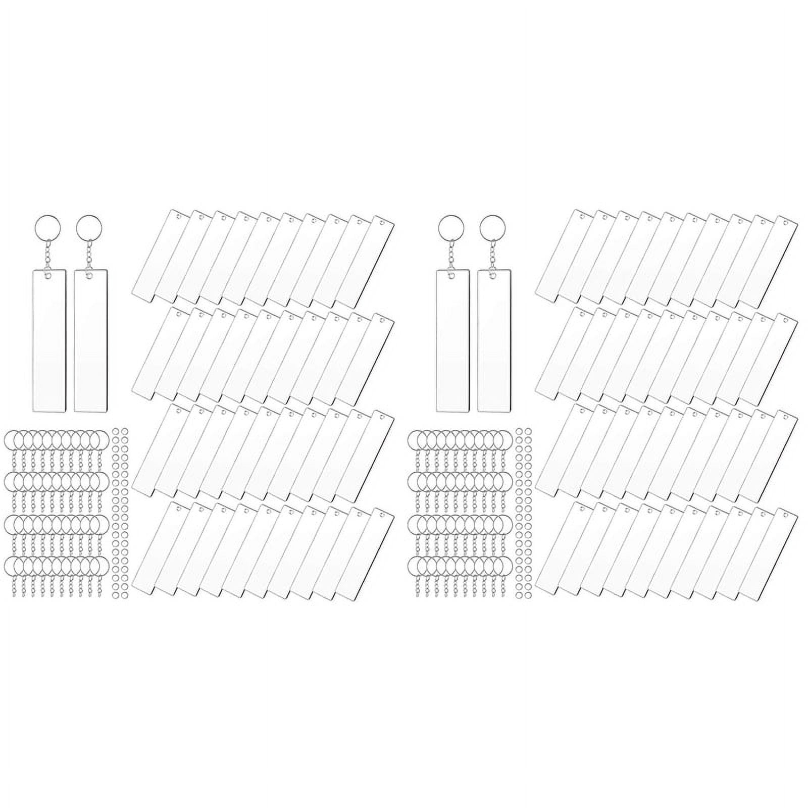 240 Pieces Rectangle Acrylic Key Chain Blank Transparent Acrylic ...