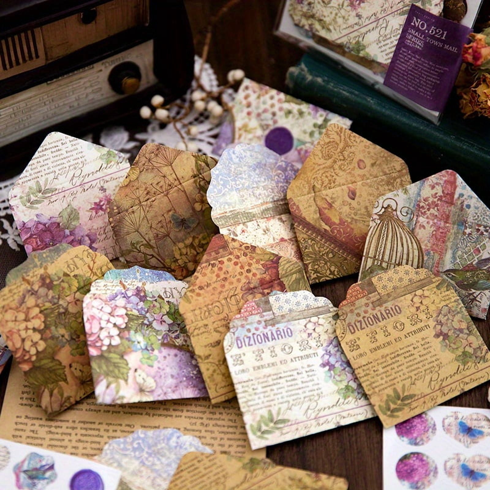240 Pieces Vintage Scrapbook Kit Floral Paper Mini Envelopes Decorative ...