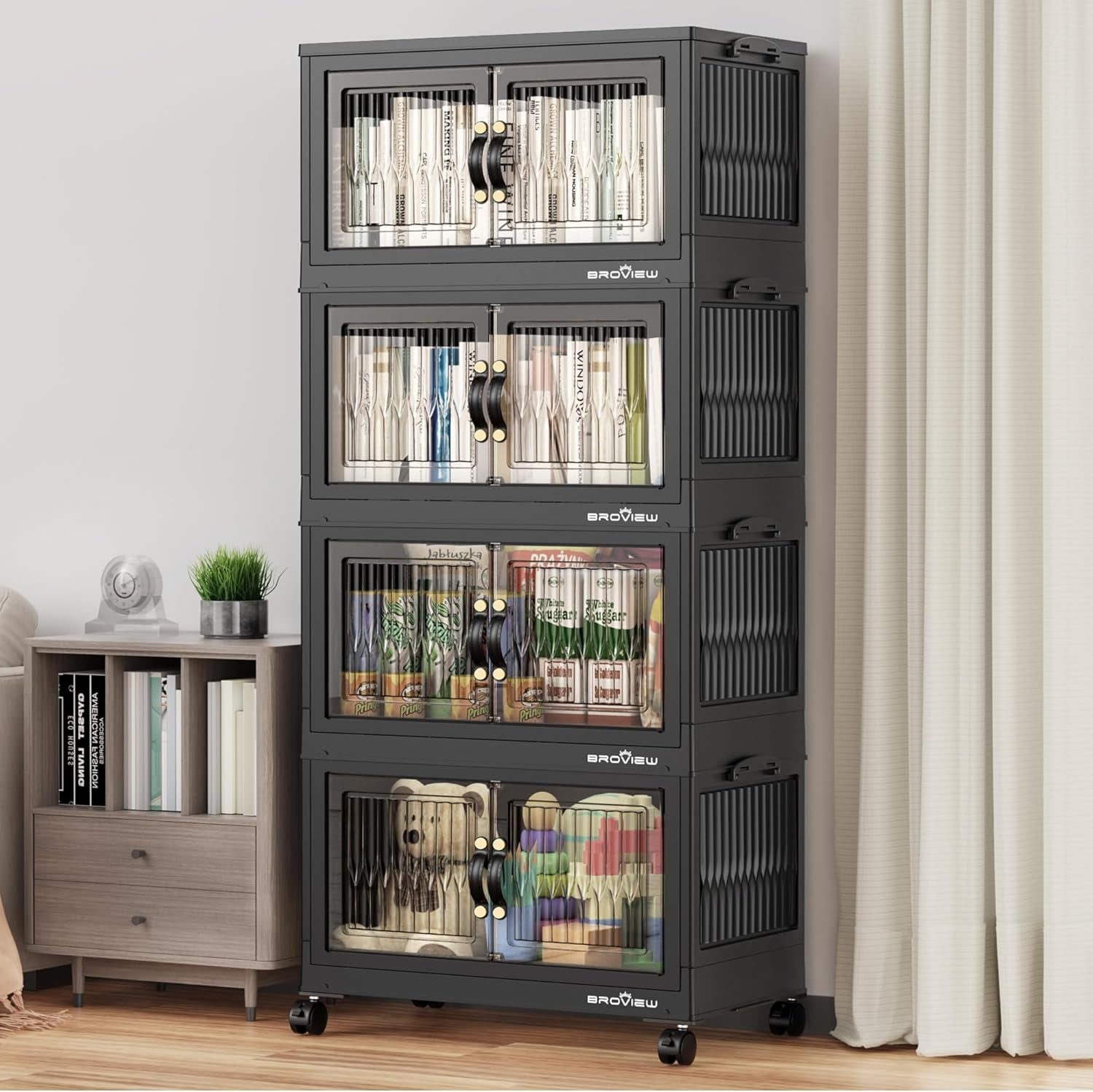 240 Qt Stackable Storage Bins with Lid, Plastic Closet Organizers and ...