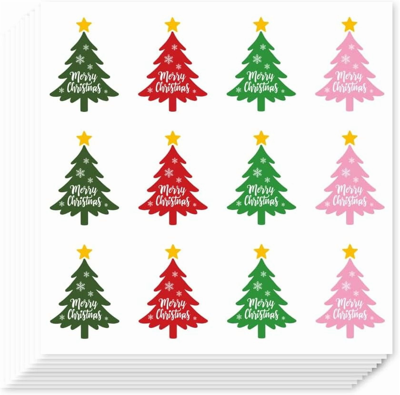 240 Self-Adhesive Christmas Tree Stickers 1 Inch Colorful Xmas Seal ...