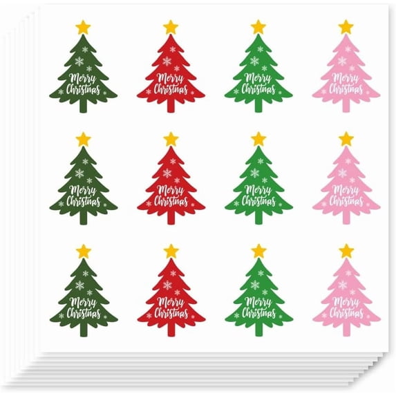 240 Self-Adhesive Christmas Tree Stickers 1 Inch Colorful Xmas Seal ...