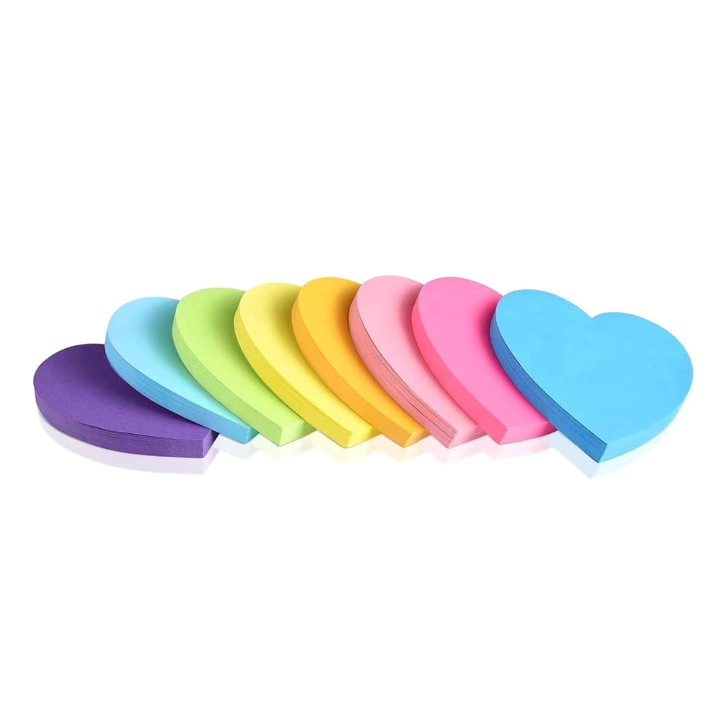 240 Sheets Colorful Heart Shape Notepads 8 Color Fluorescent Adhesive ...