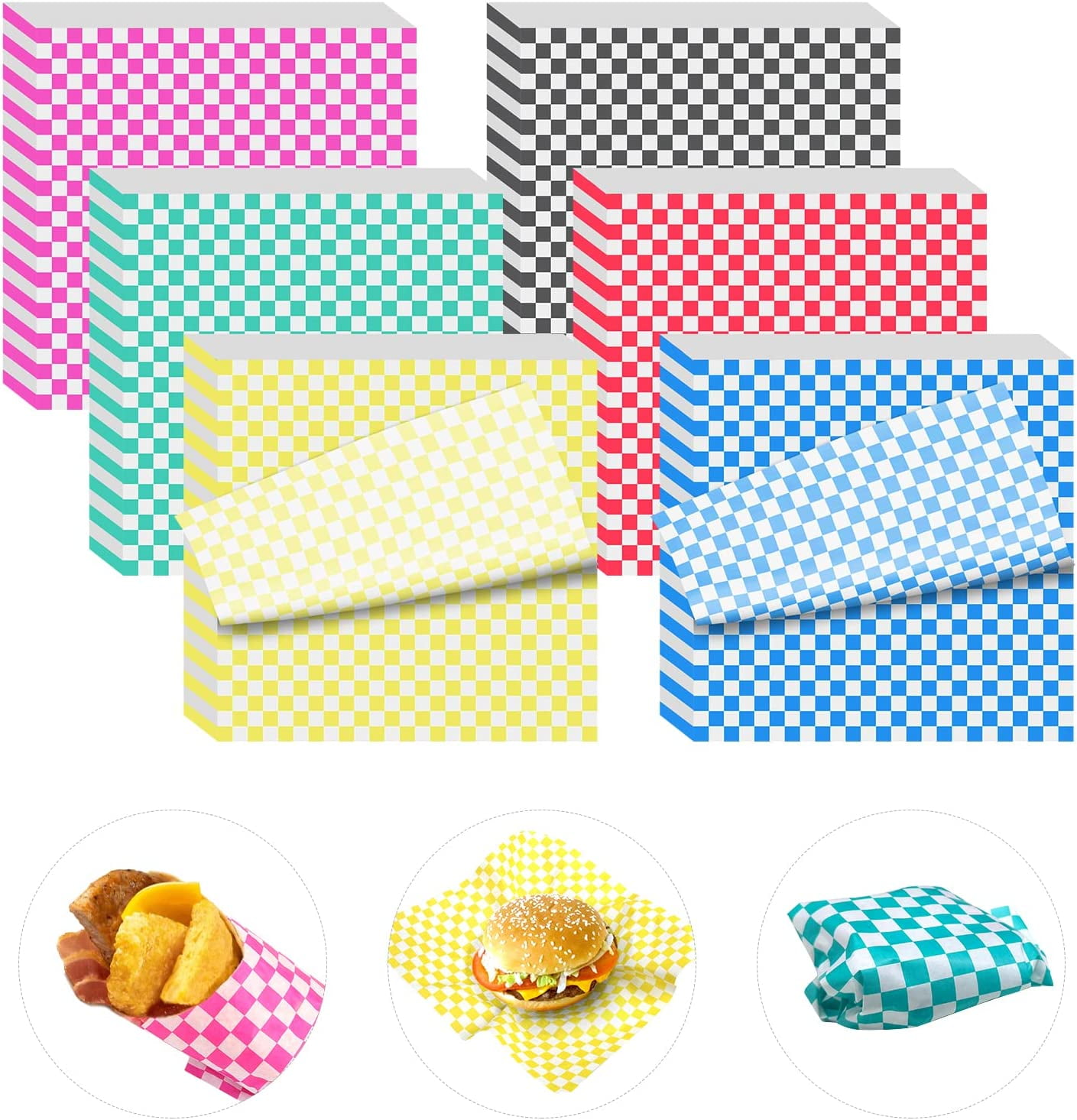 240 Sheets Variety Pack Checkered Dry Waxed Deli Paper Sheets 12x12 ...