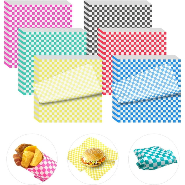 240 Sheets Variety Pack Checkered Dry Waxed Deli Paper Sheets 12x12 ...