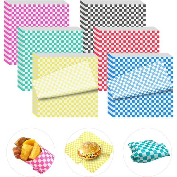 240 Sheets Variety Pack Checkered Dry Waxed Deli Paper Sheets 12x12 ...