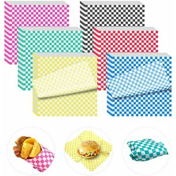 240 Sheets Variety Pack Checkered Dry Waxed Deli Paper Sheets 12x12 ...