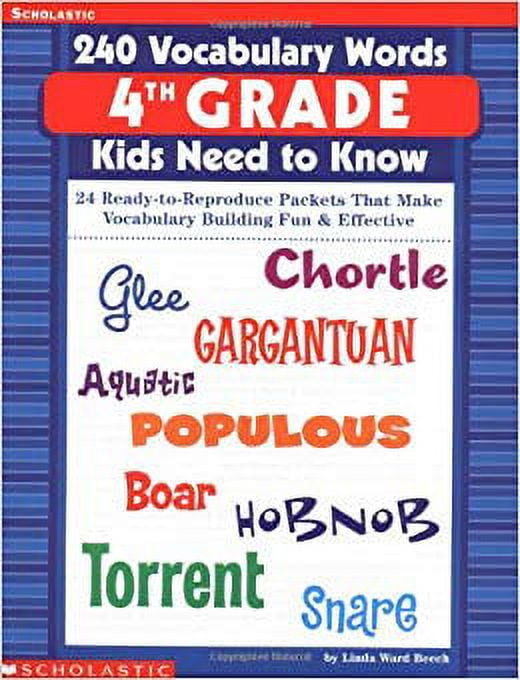 240 Vocabulary Words 4th Grade Kids Need to Know: 24 Ready-To-Reproduce ...