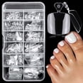 240 count Toenail Soft Gel Tips Clear Press Toenails Short Square for ...