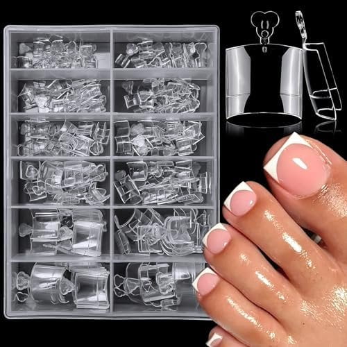 240 count Toenails Half Cover Gel Tips Clear Press Toenail, Short ...