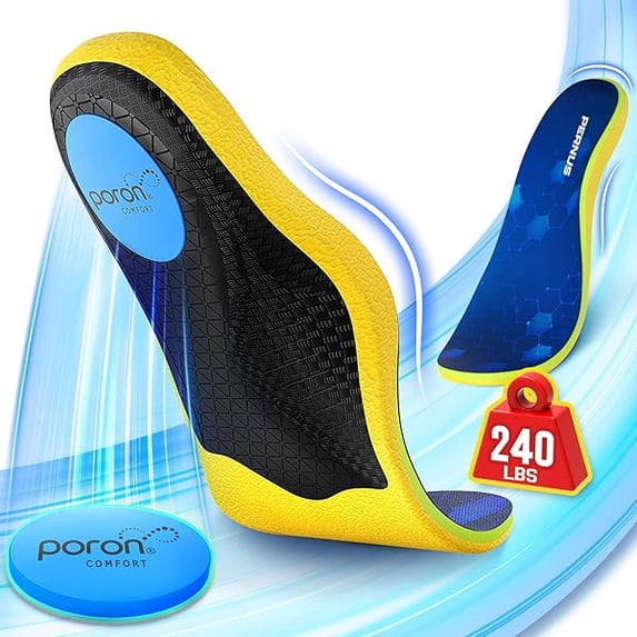 240+lbs Plantar Fasciitis Relief Insoles Men, Comfort PORON Shoe ...