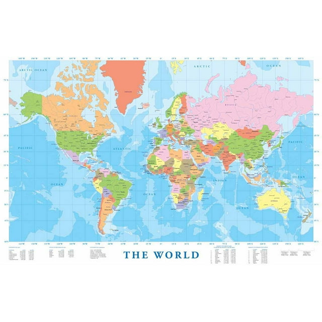 2400-1271 - MAP OF THE WORLD POSTER 36X24 IN - Walmart.com