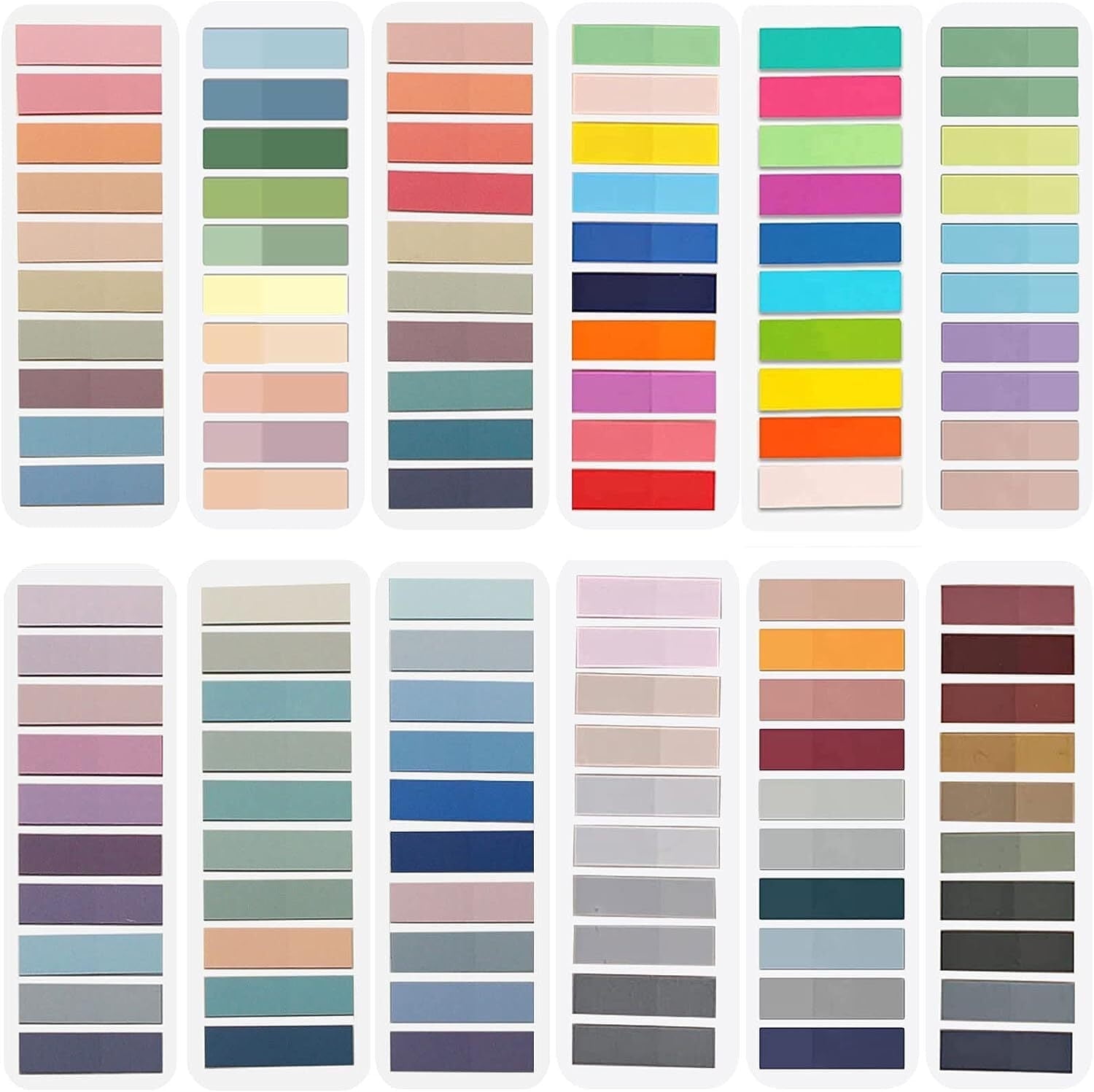 Wattne 2400 Pcs Sticky Book Tabs 120 Colors Repositionable Waterproof ...