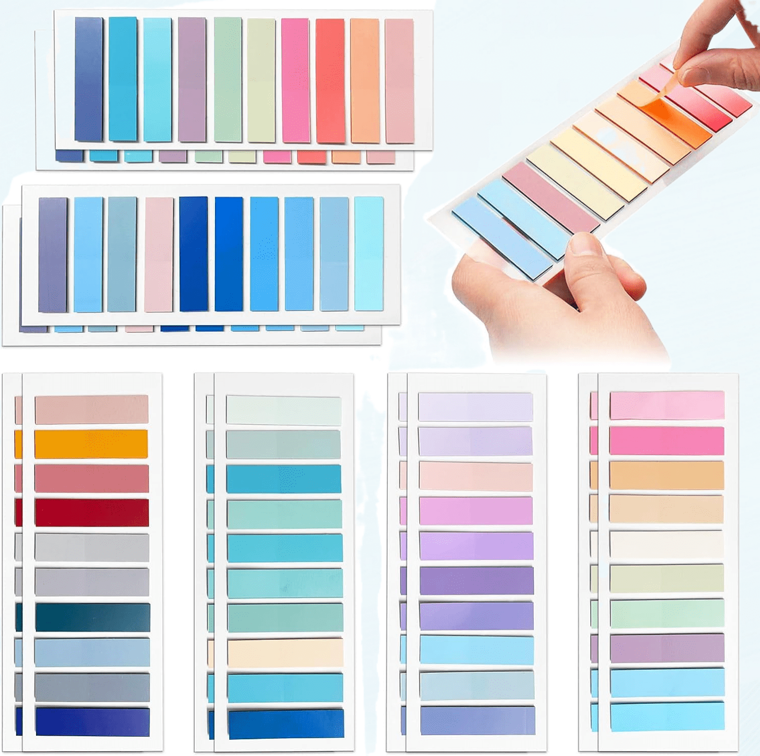 2400 Pcs Transparent Index Tabs, 12 Pack Writable Sticky Tab, Colored Page Markers Labels ...