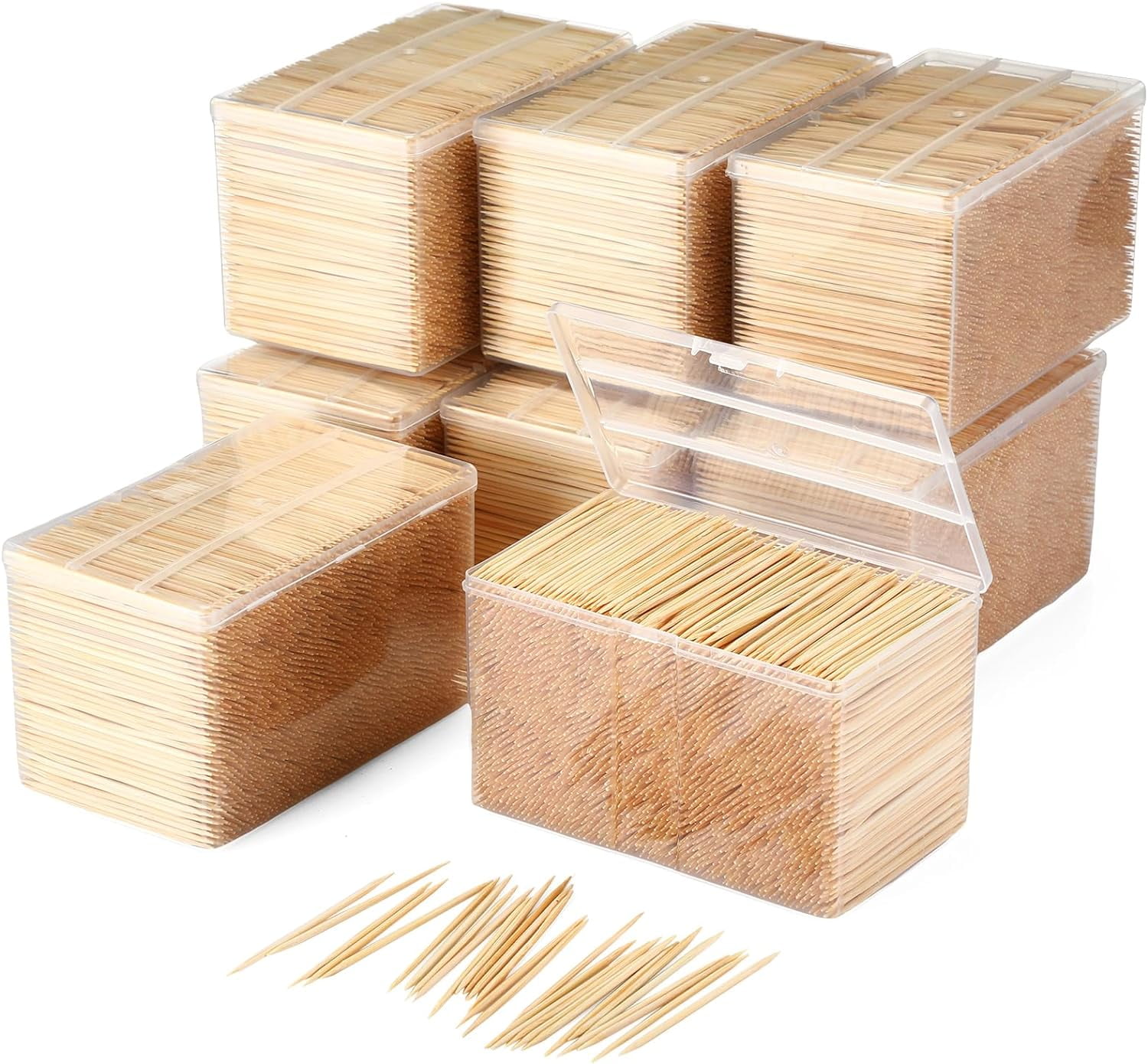 24000 Pcs Bamboo Wooden Toothpicks Wood Round Double Sided Toothpicks ...