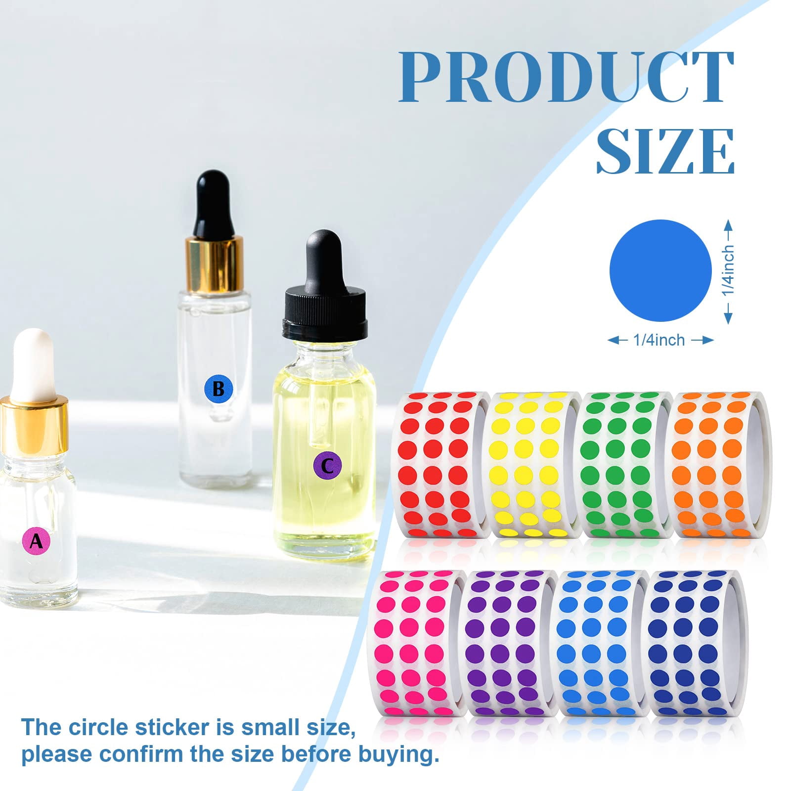 24000 Pieces 1/4 Inch Round Colored Dot Stickers, 8 Color Set for ...