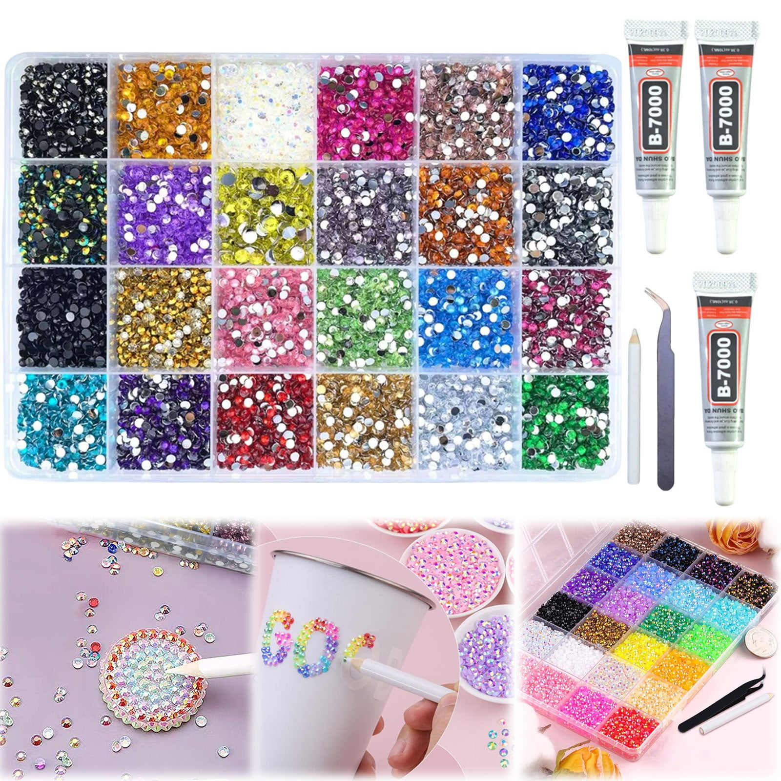 24000Pcs Rhinestones Kit, 24 Color Resin Jelly Rhinestones for ...