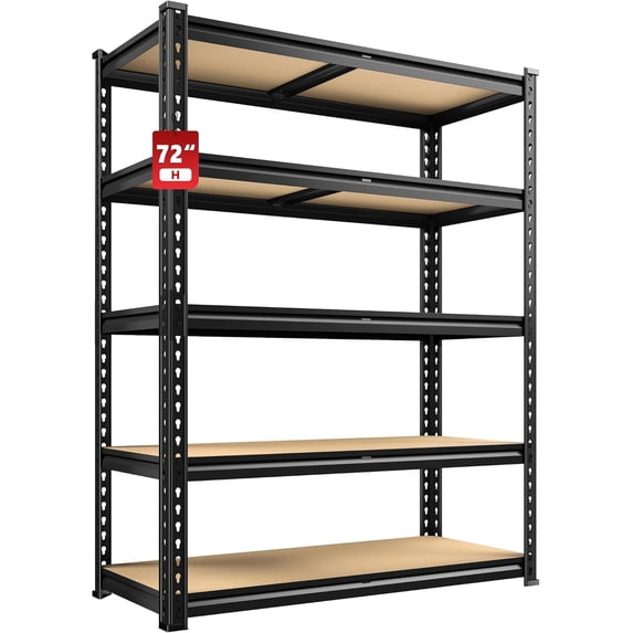2400LBS Storage Shelves 5 Tier Garage Shelving Heavy Duty Adjustable ...