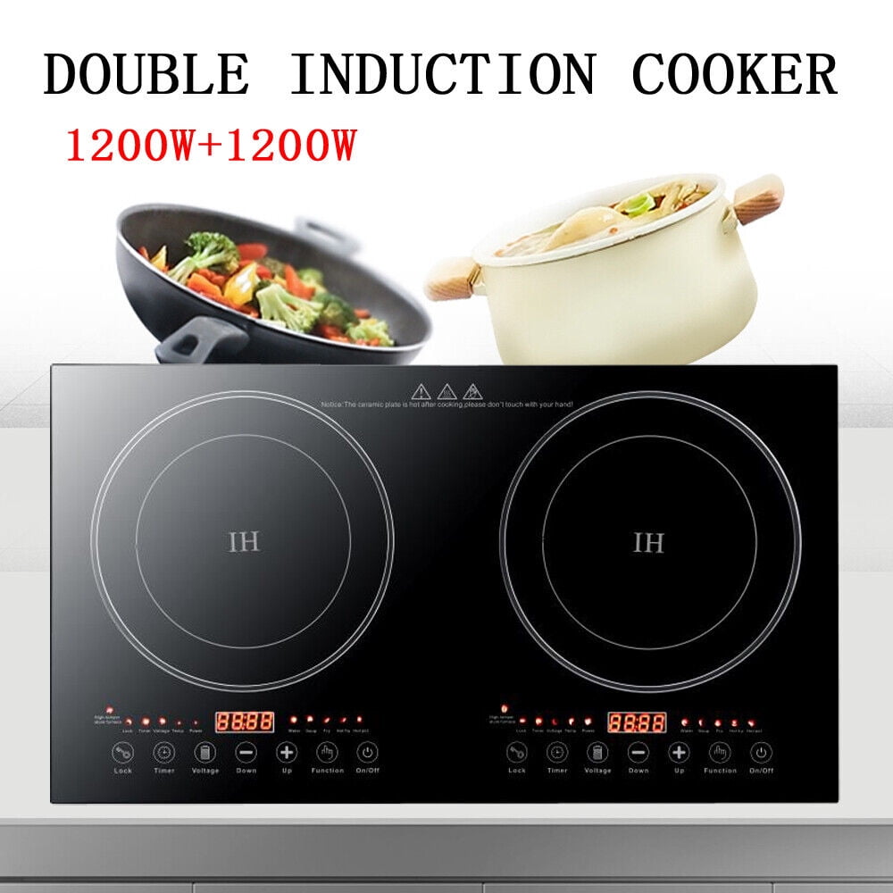 2400W 110V Electric Double Burner Induction Cooker with Built-in ...