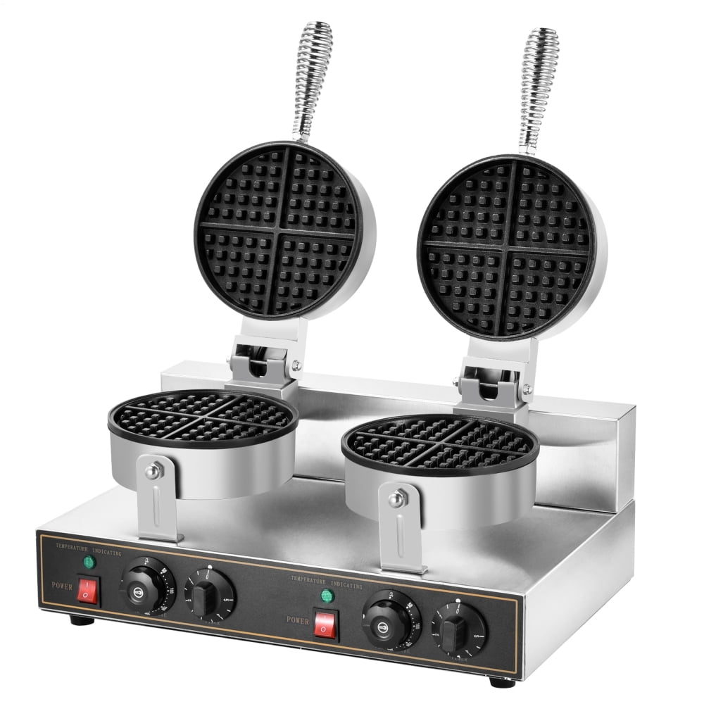 2400W Commercial Double Waffle Maker, Non-Stick Stainless Steel Design ...