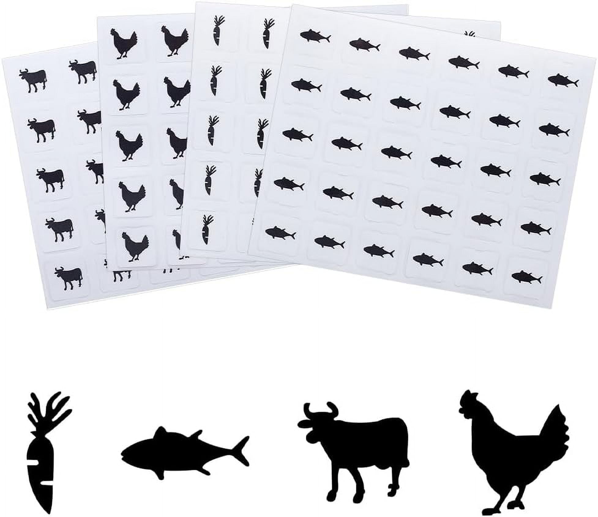 2400pcs 4 Styles Black Meal Stickers 0.4 inch Food Choice Sticker Place ...