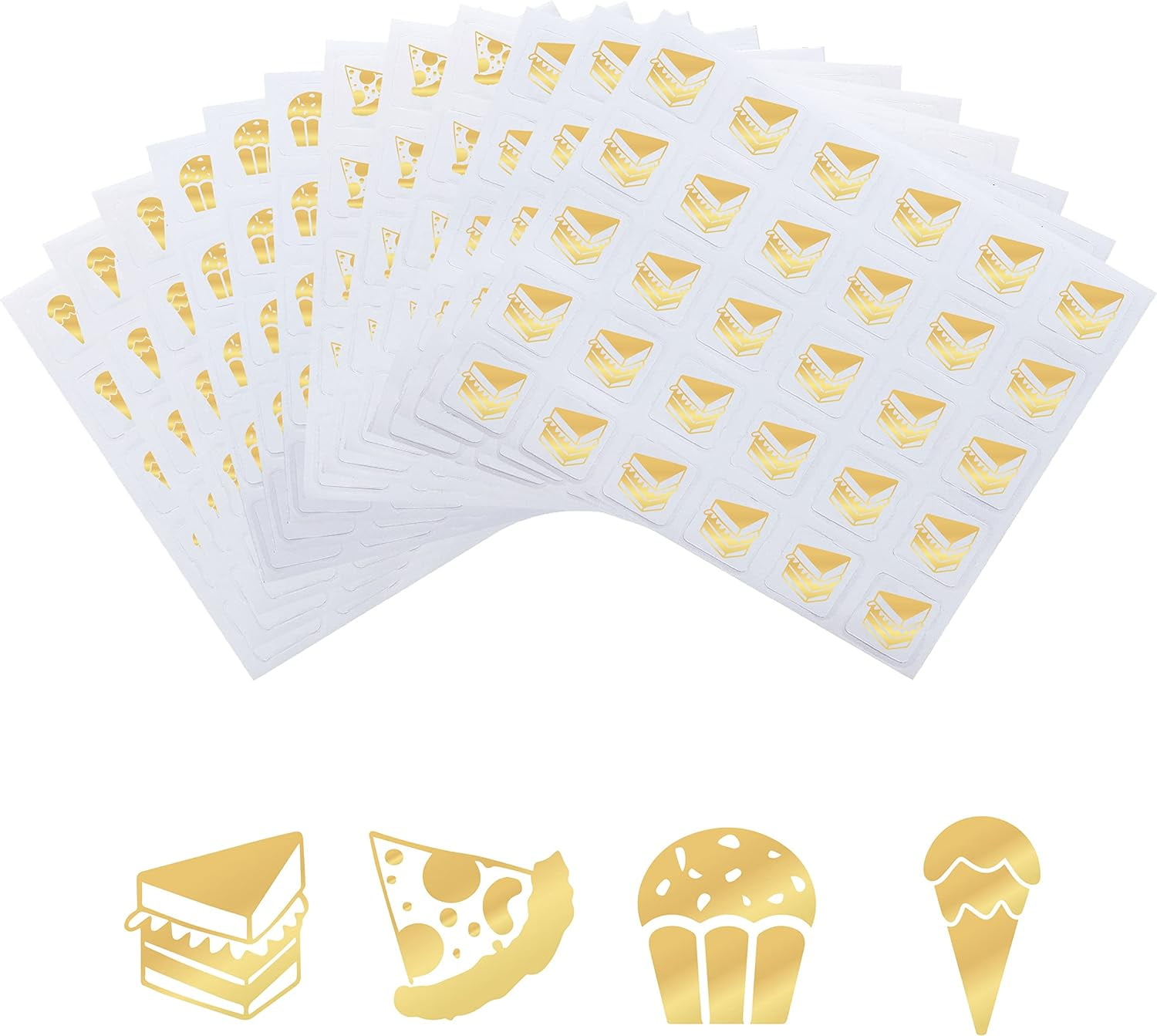 2400pcs 4 Styles Gold Meal Stickers 0.5 Inch Food Choice Sticker Cake ...