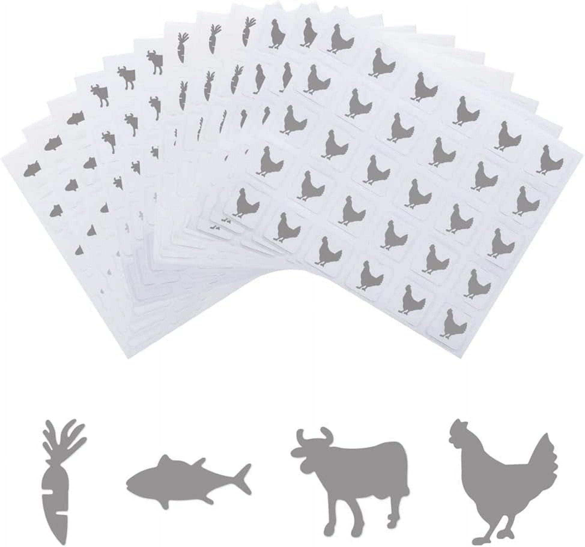 2400pcs 4Styles Silver Meal Stickers 0.5 Inch Food Choice Sticker Cow ...