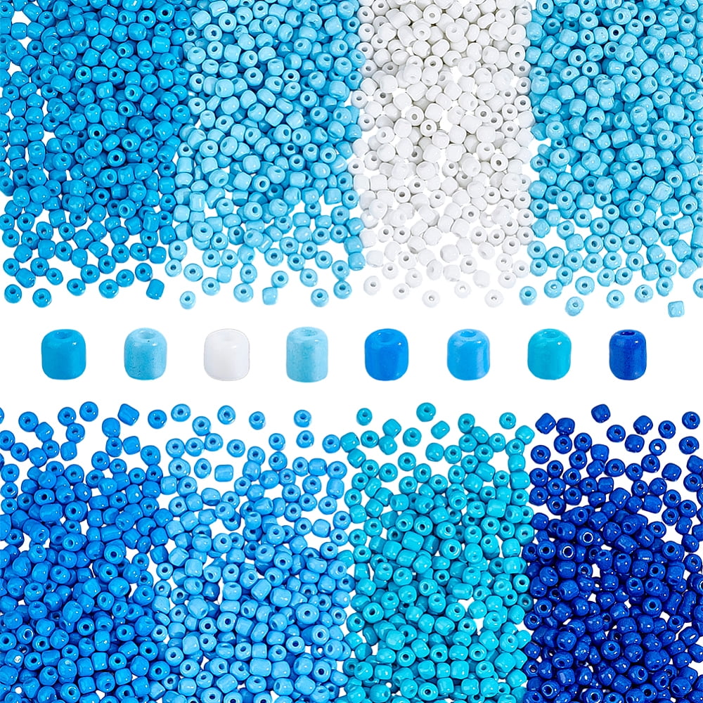 2400pcs 8 Colors 4mm Seed Beads 6/0 Blue Seed Beads Small Round Glass ...