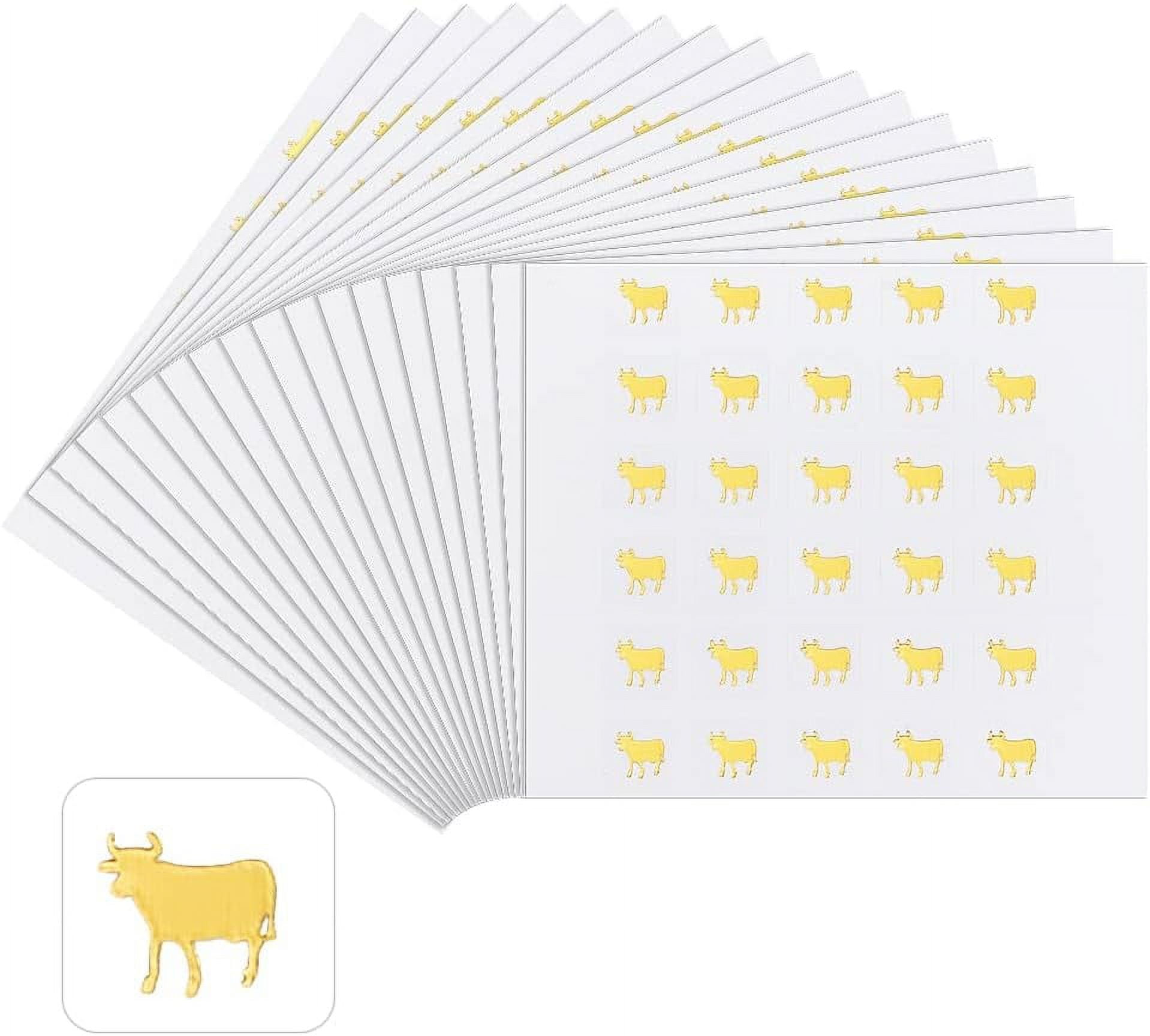 2400pcs Beef Meal Stickers 0.4" Gold Cow Wedding Meal Stickers Food ...
